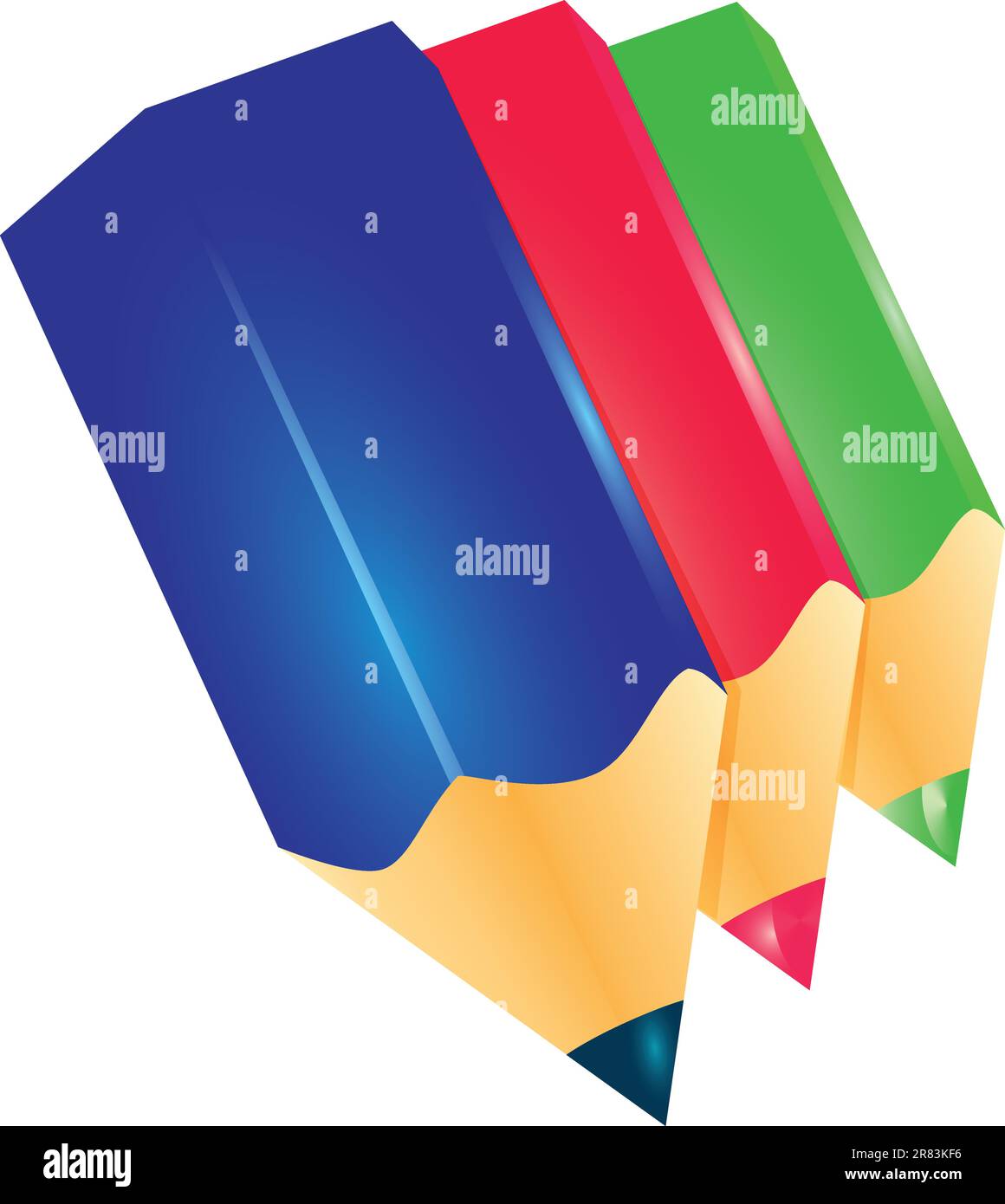 Three colored pencil blue, red, green. Vector illustration Stock Vector ...