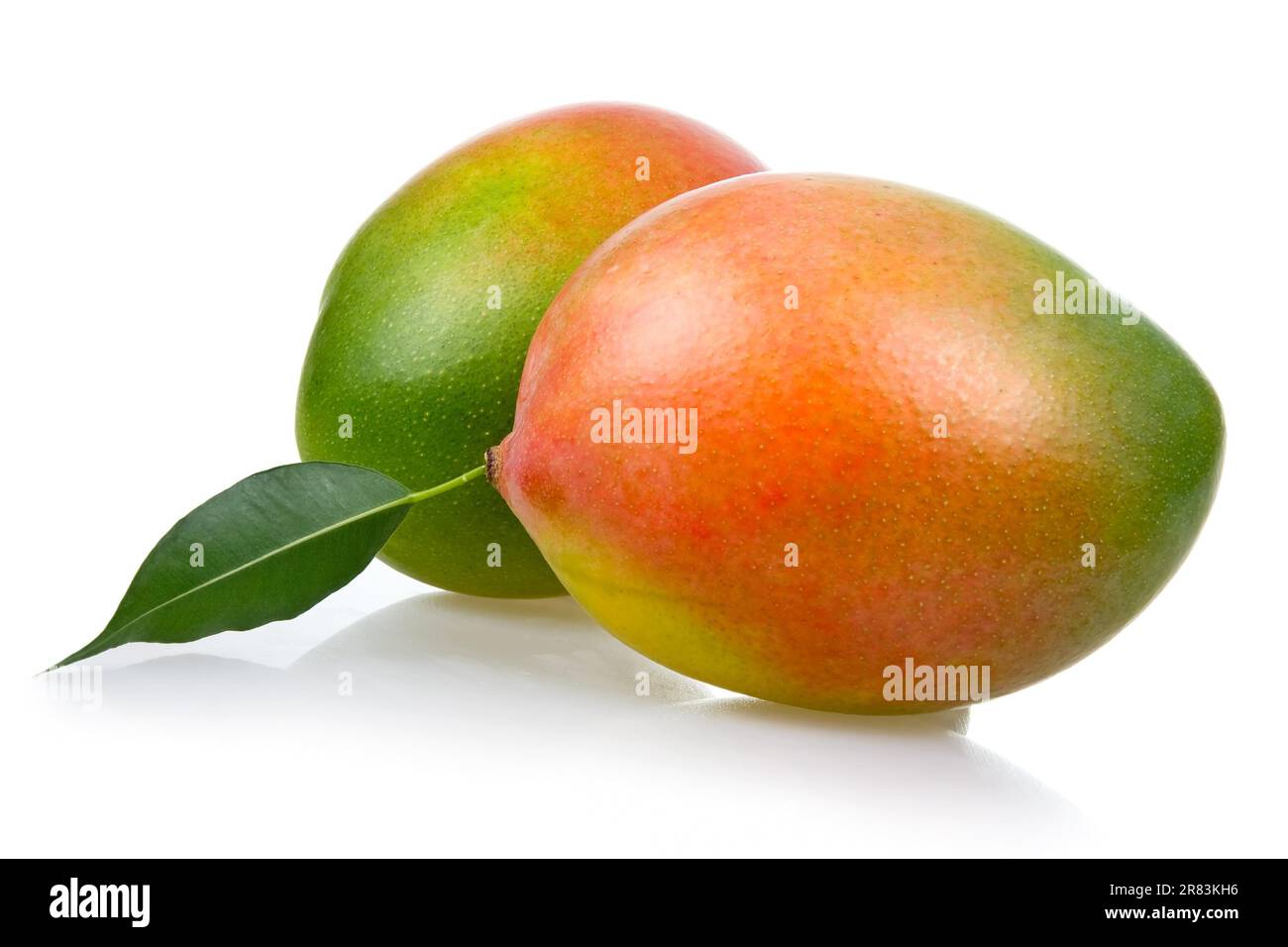 Ripe mango fruits with leaves isolated on white background Stock Photo ...