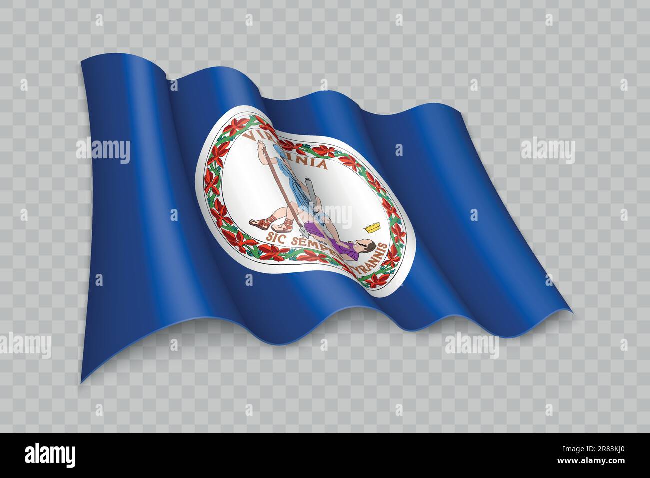 3D Realistic waving Flag of Virginia is a state of United States on ...