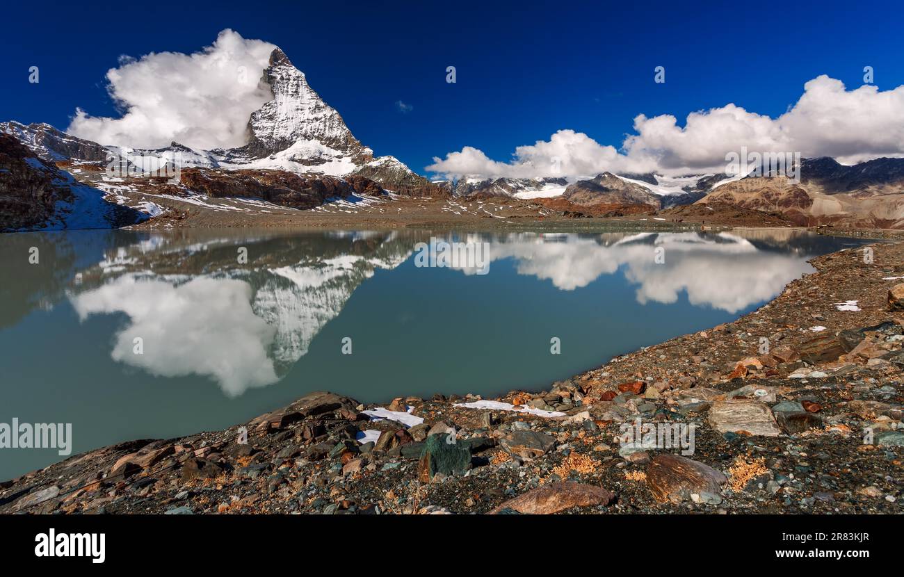 Matterhorn, reflection in the lake Stock Photo - Alamy