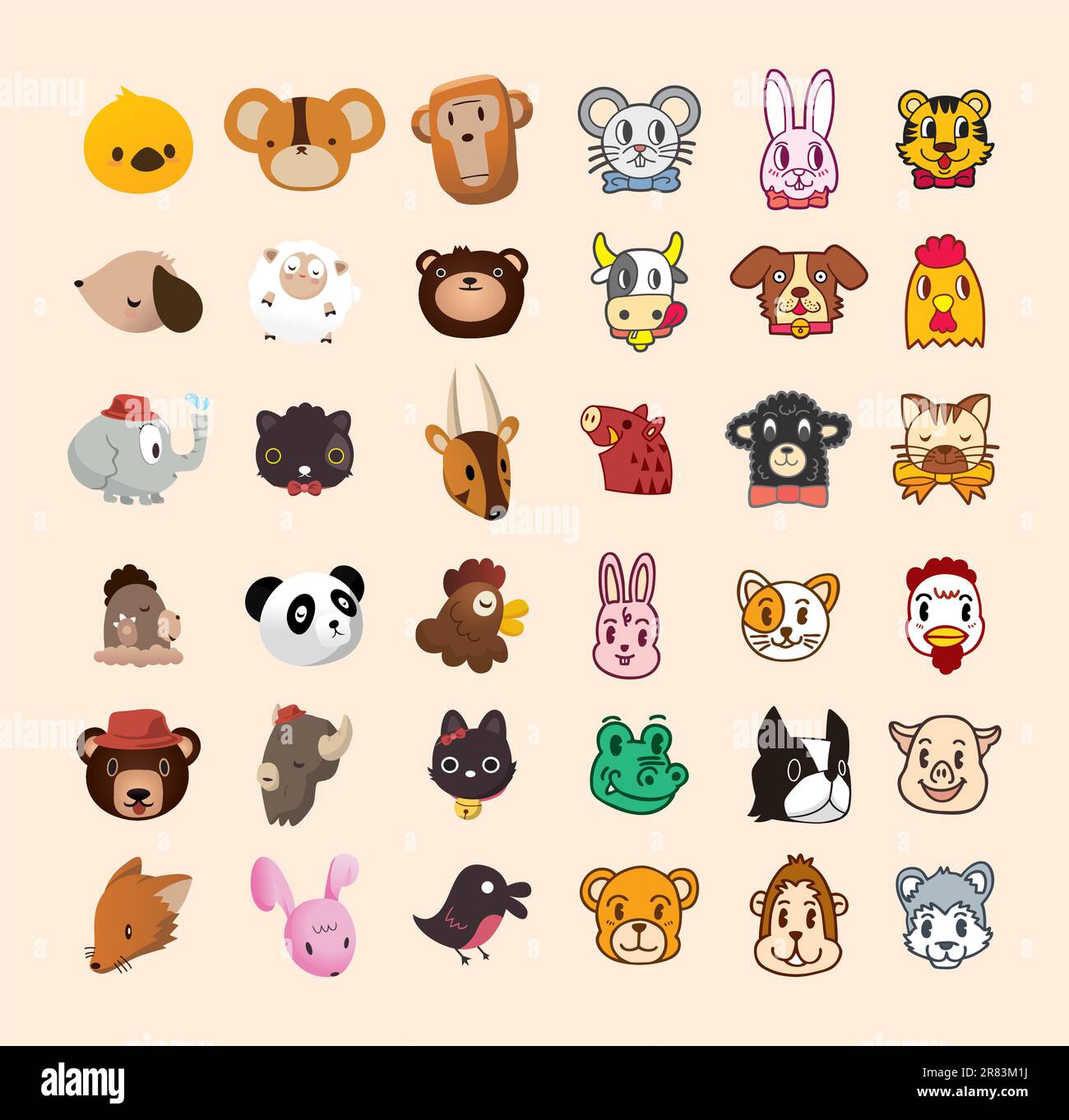 set of cute animal face icons Stock Vector Image & Art - Alamy