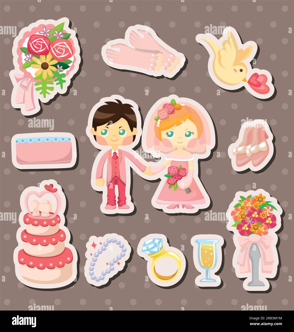 cartoon wedding stickers Stock Vector Image & Art - Alamy