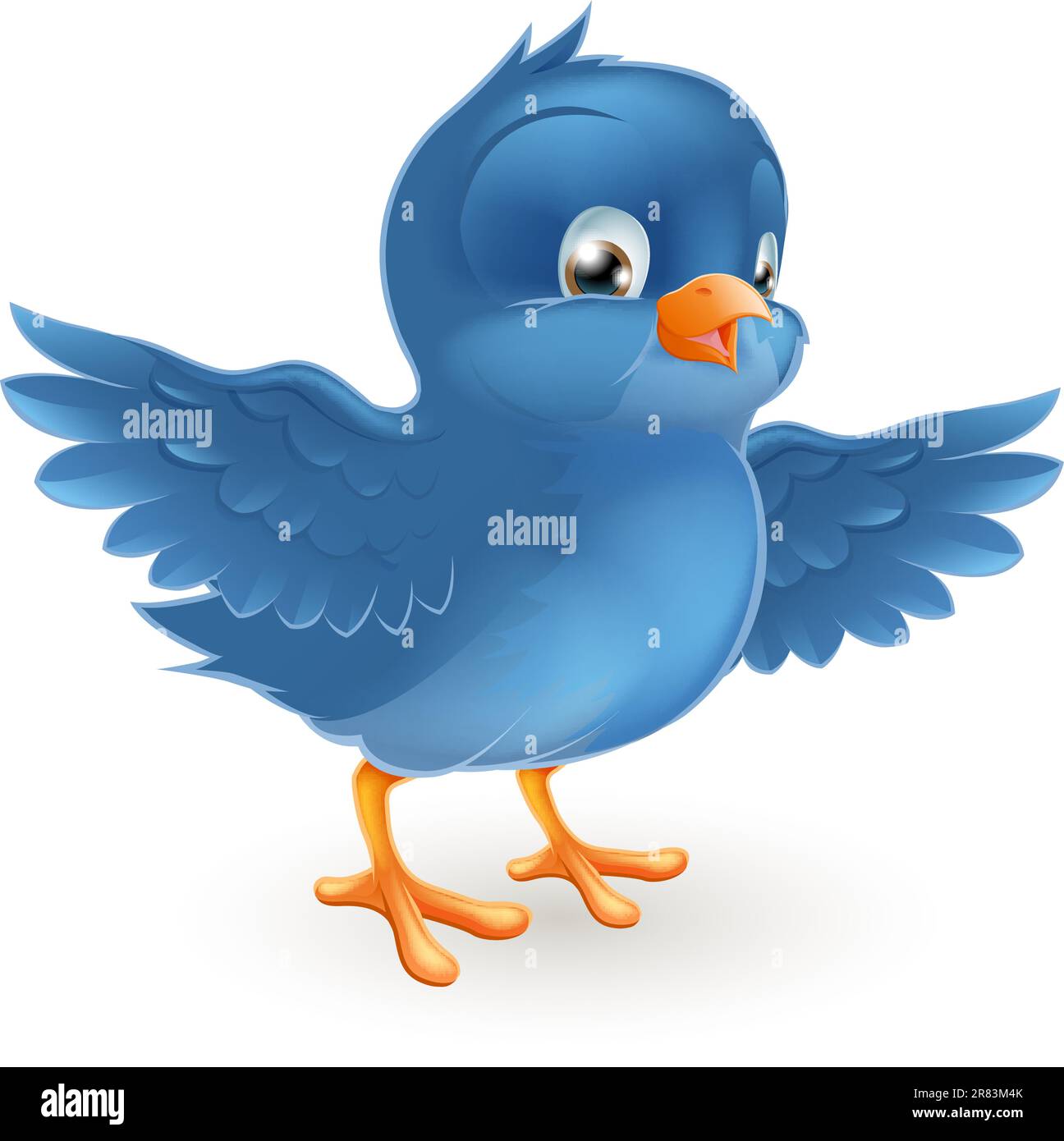 Illustration of a happy little bluebird with wings outstretched Stock ...
