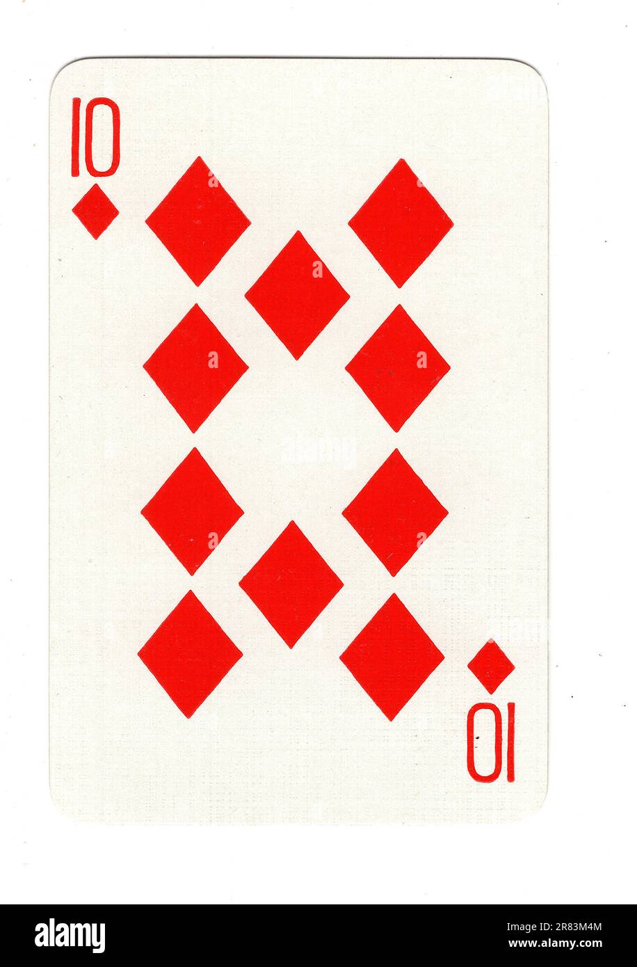 A ten of diamonds vintage playing card on a white background Stock ...