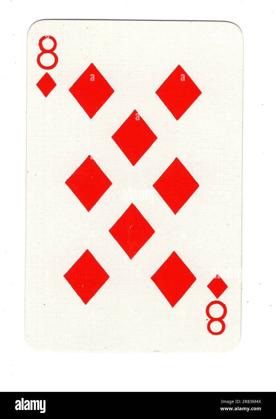 An eight of diamonds vintage playing card on a white background Stock ...