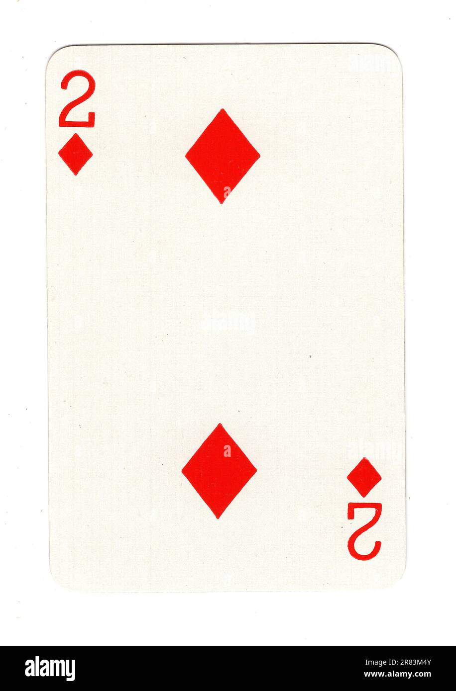 A two of diamonds vintage playing card on a white background Stock ...