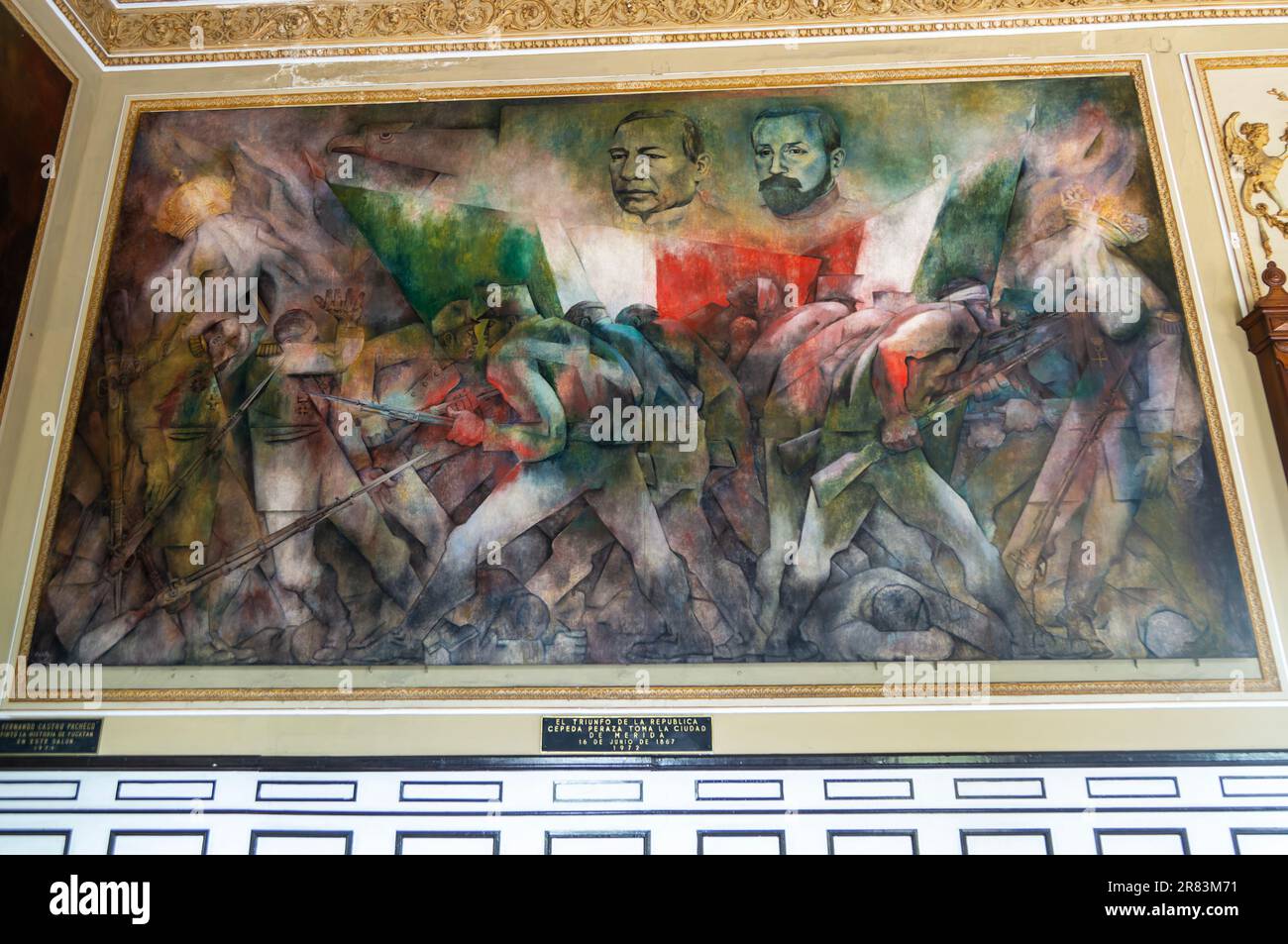 Painting 'El Triumfo de la Republica' by Fernando Castro Pacheco, Palacio de Gobierno, Merida ...