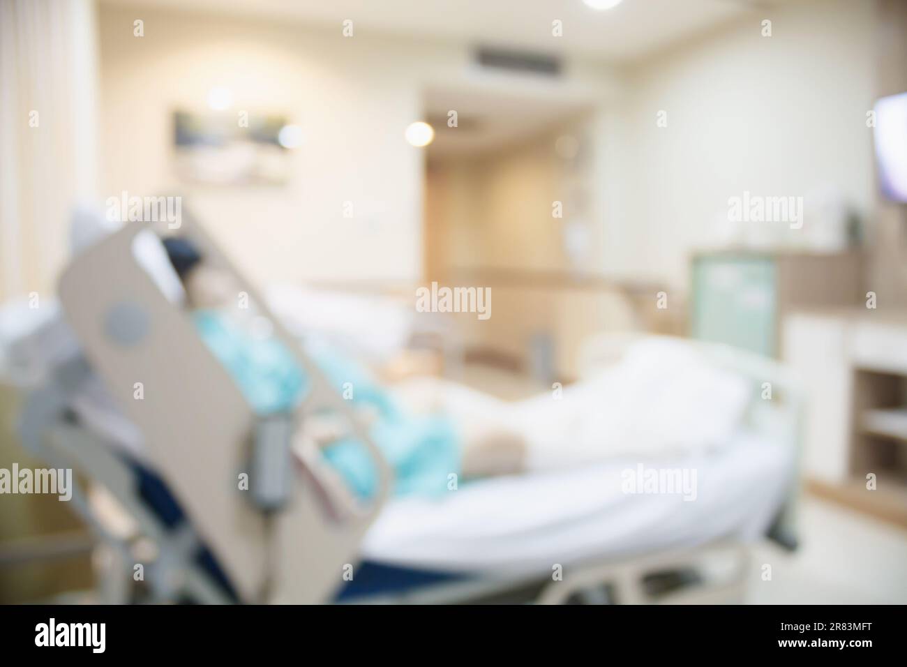 Abstract hospital room interior with bed blur background Stock Photo ...