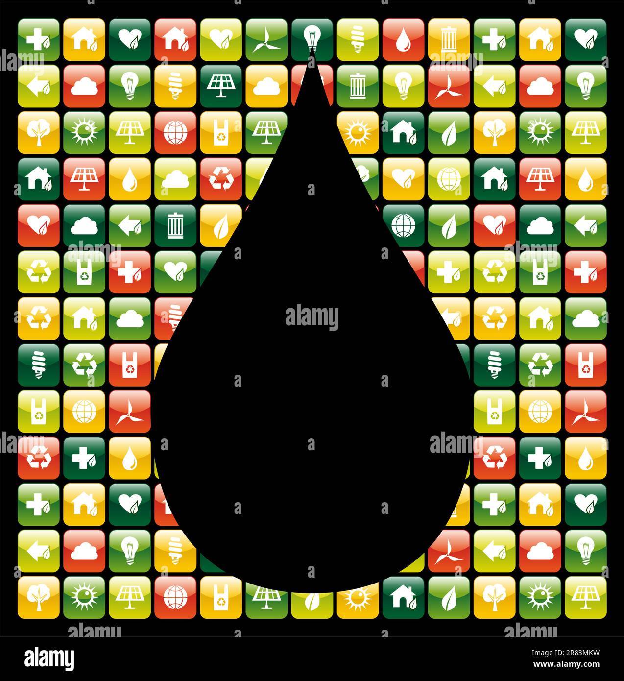 Water drop shape over eco friendly icon app buttons. Vector file ...