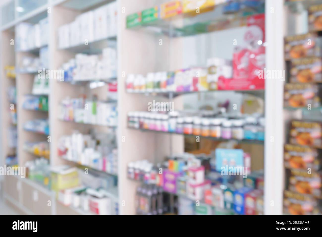 pharmacy store interior with medicine, vitamin, food supplement and ...