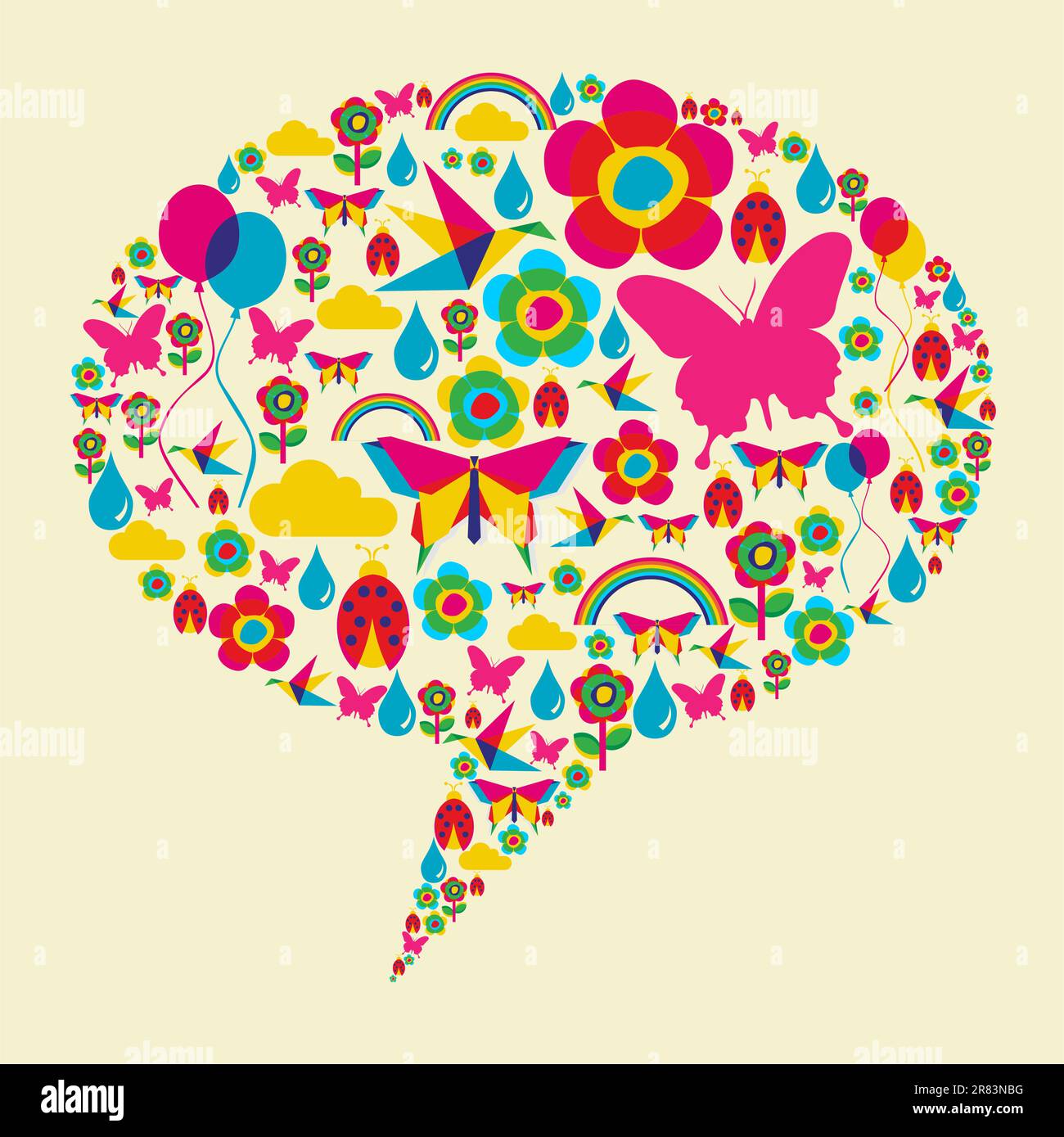 Happy spring time social media bubble composition. Vector file ...