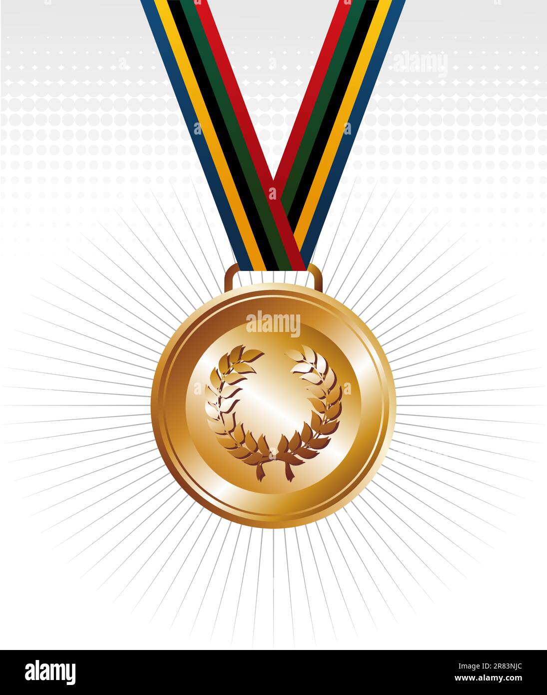 Sport gold medal with ribbon elements set background. Vector file ...