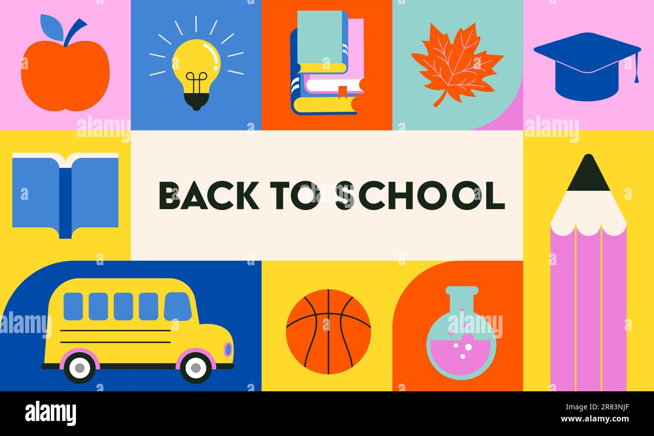 Vibrant Color Back To School background concept design. Geometrical ...