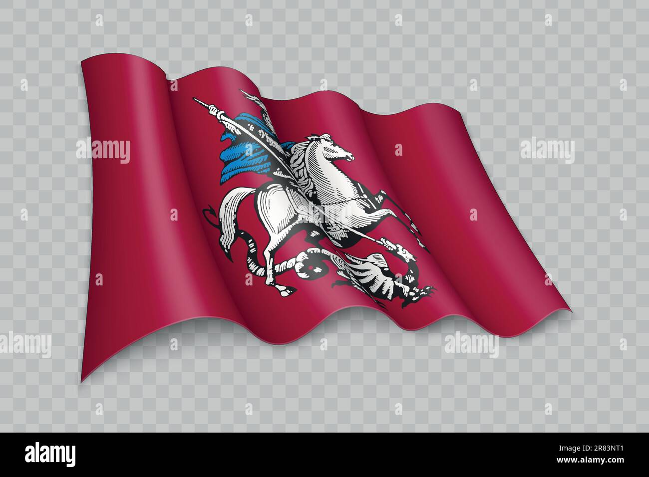 3D Realistic waving Flag of Moscow is a region of Russia on transparent ...