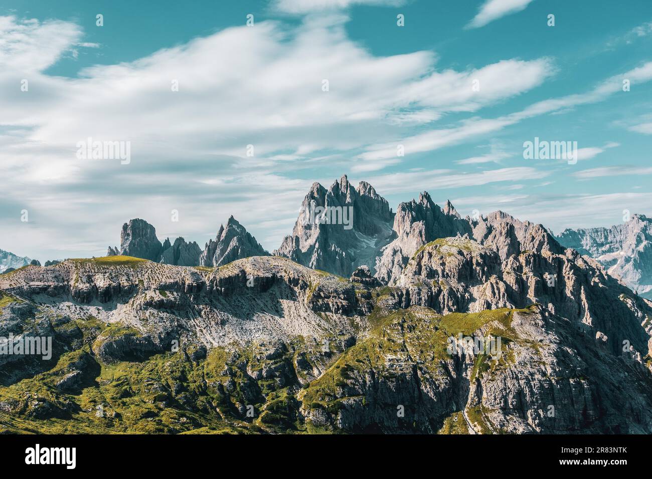View of the Cadini mountain range in the Dolomites, Italy Stock Photo ...