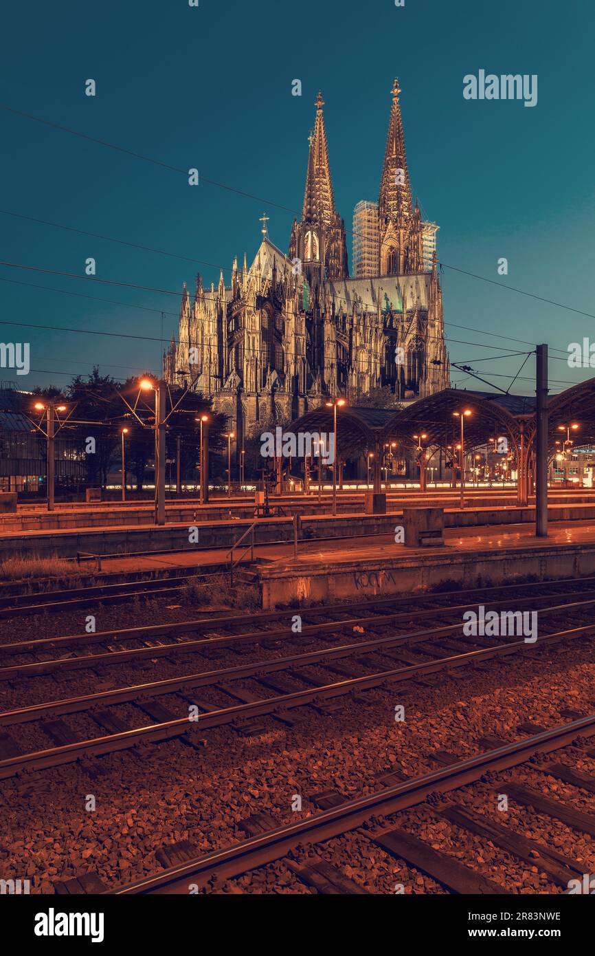 Train in motion, Cologne. Cologne Cathedral Stock Photo - Alamy