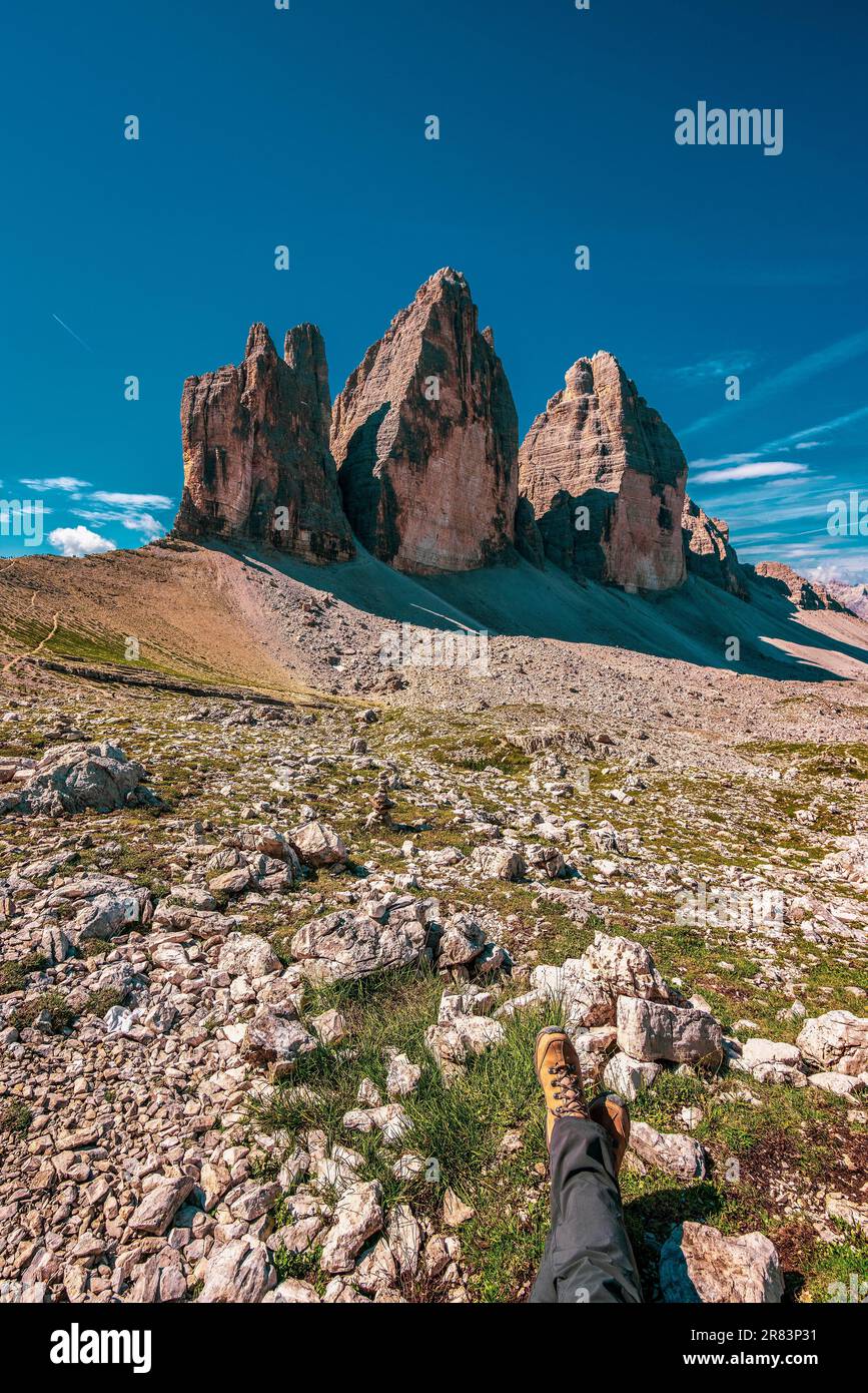 View of the north face of the Three Peaks Stock Photo - Alamy