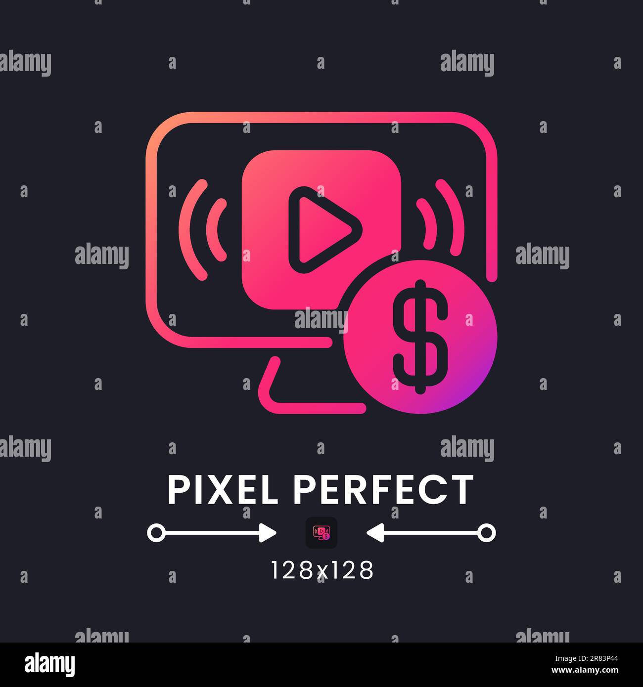 Streaming subscription plans pink solid gradient desktop icon on black ...