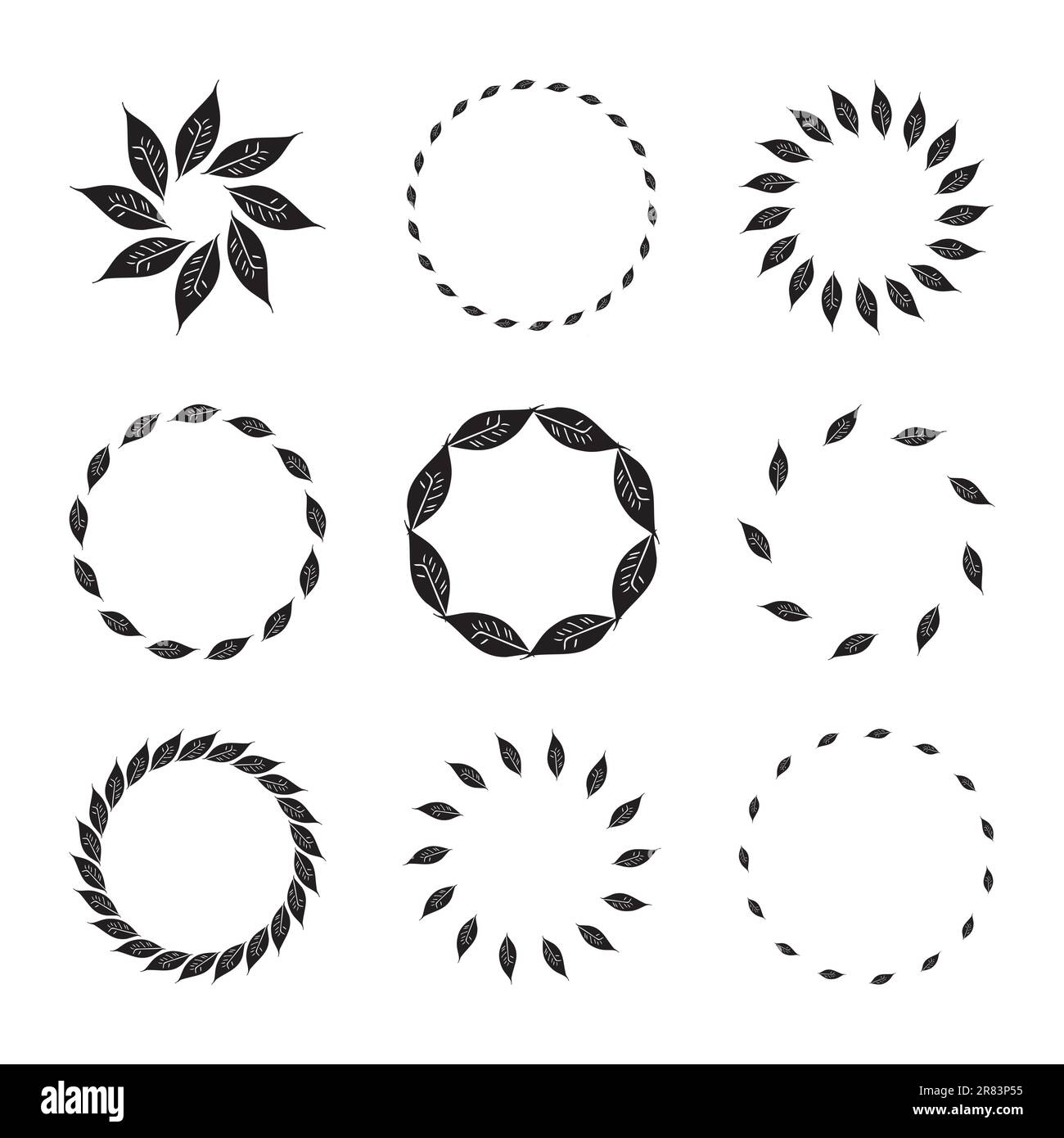 Collection of floral nordic decorative frames isolated on white ...