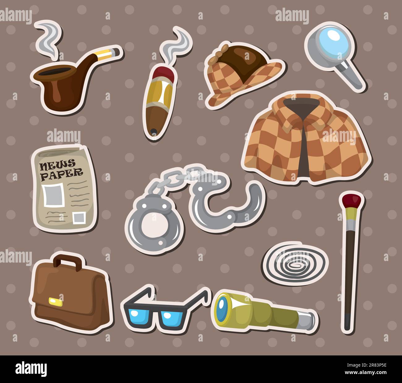 Cartoon detective equipment stickers Stock Vector Image & Art - Alamy