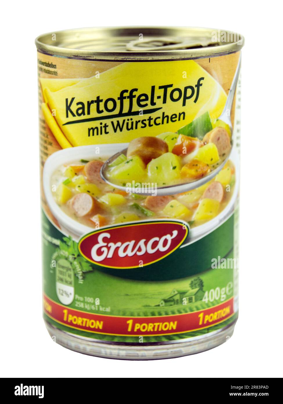Erasco Dose mit Fertiggericht Kartoffeltopf mit Würstchen Stock Photo ...