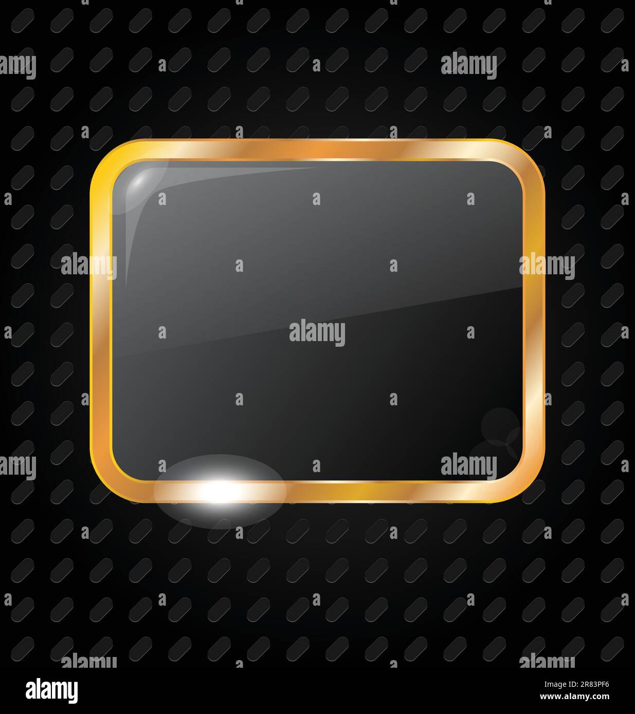 Illustration golden rectangle frame isolated on aluminum background ...