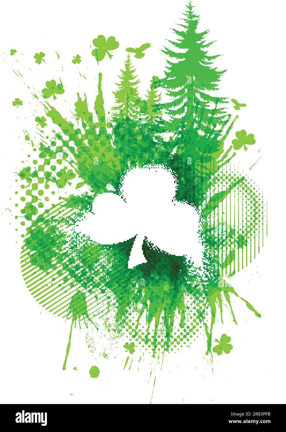 Abstract St. Patricks lucky clover collage illustration Stock Vector ...