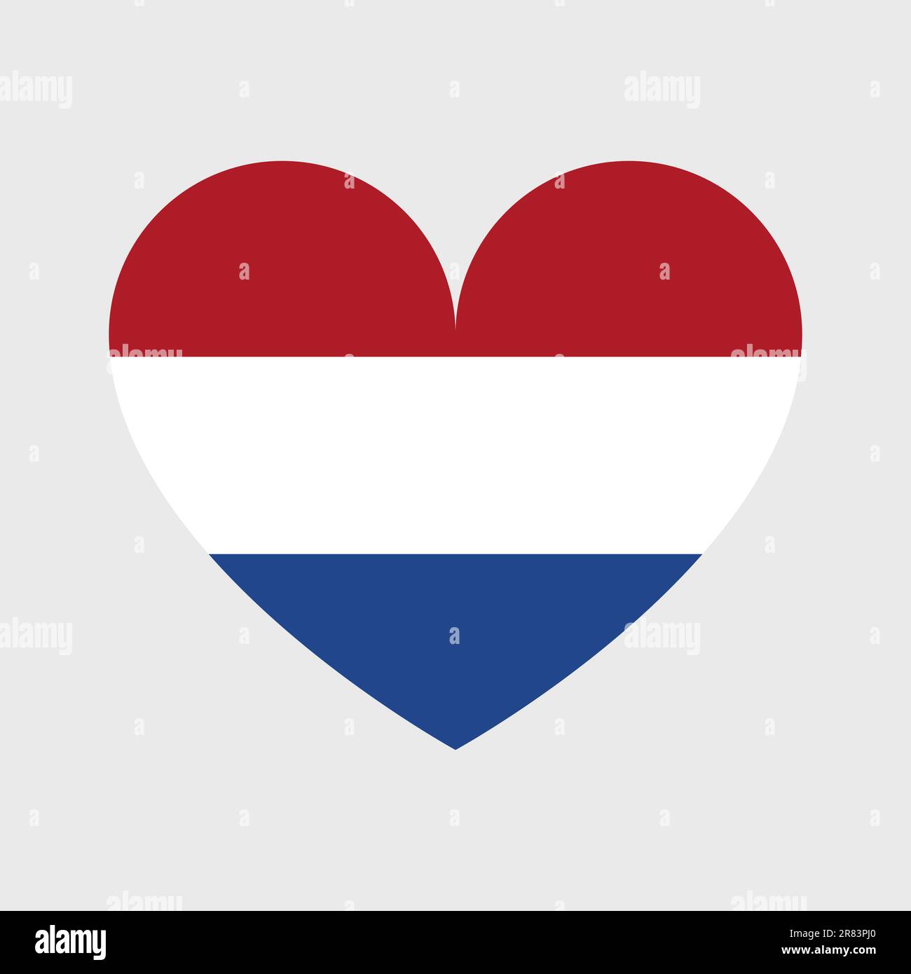The Netherlands flag vector icons set in the shape of heart, star, circle and map. Dutch flag ...
