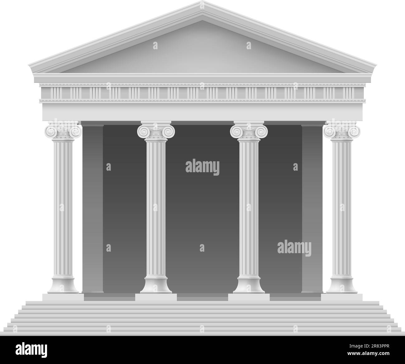 Portico an ancient temple. Colonnade. Illustration on white Stock ...