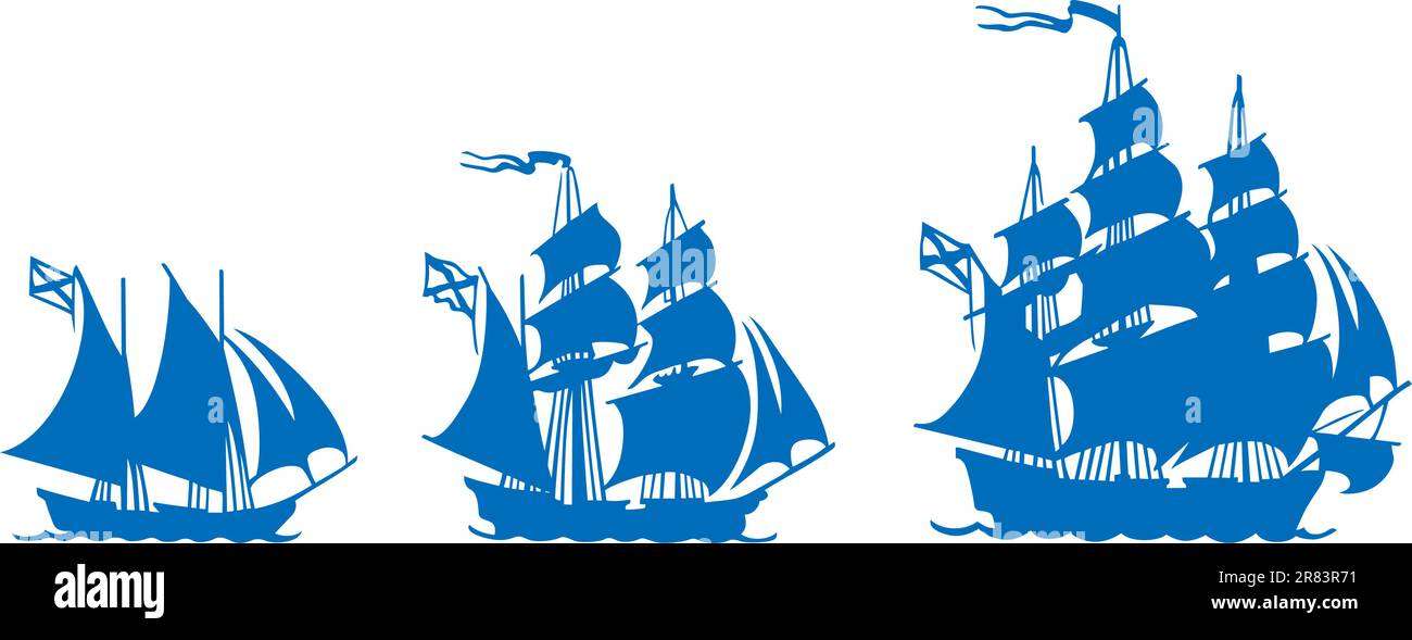 Three mast sail boat Stock Vector Images - Alamy