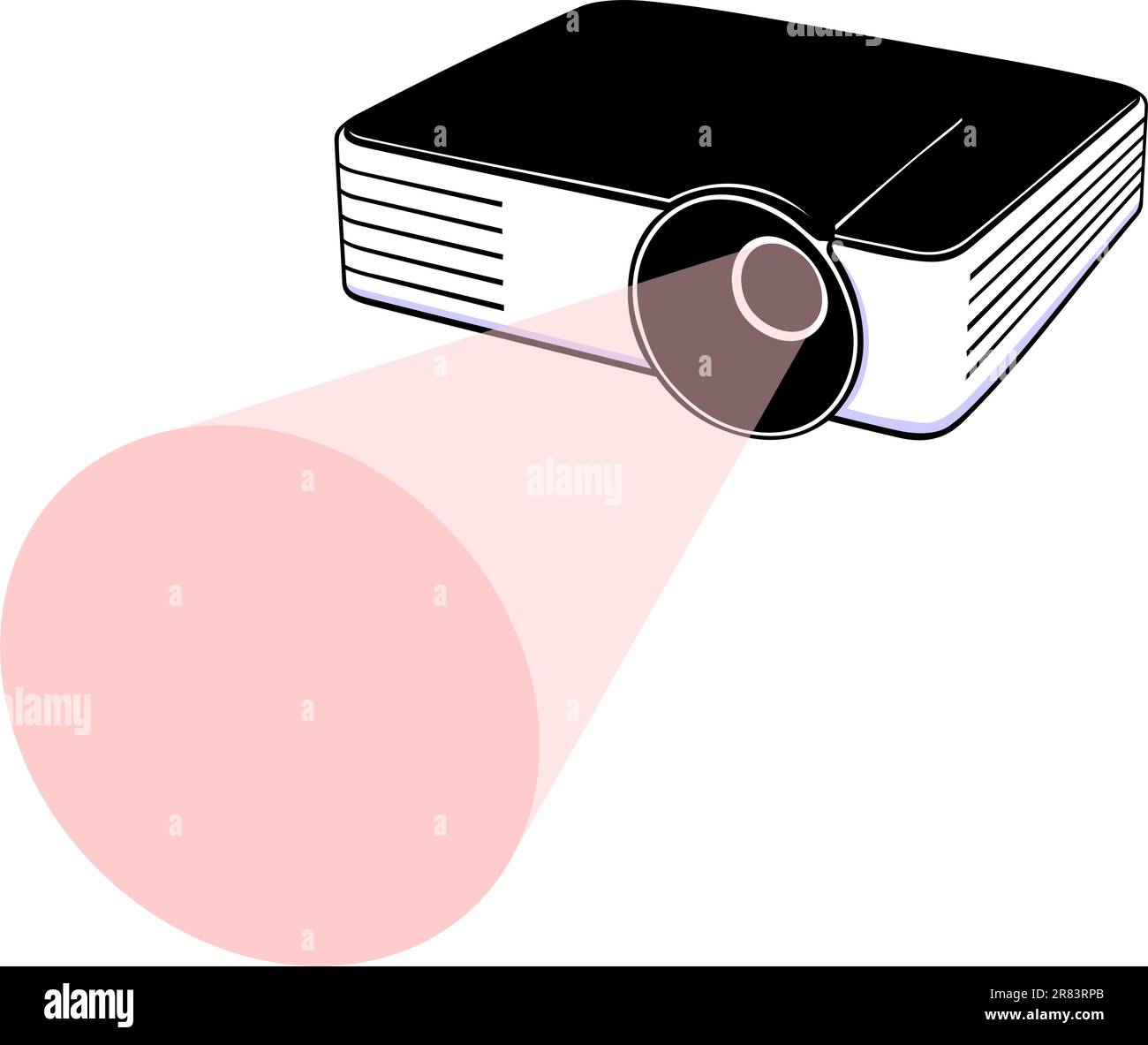 Video projector with pink ray on white background Stock Vector Image ...