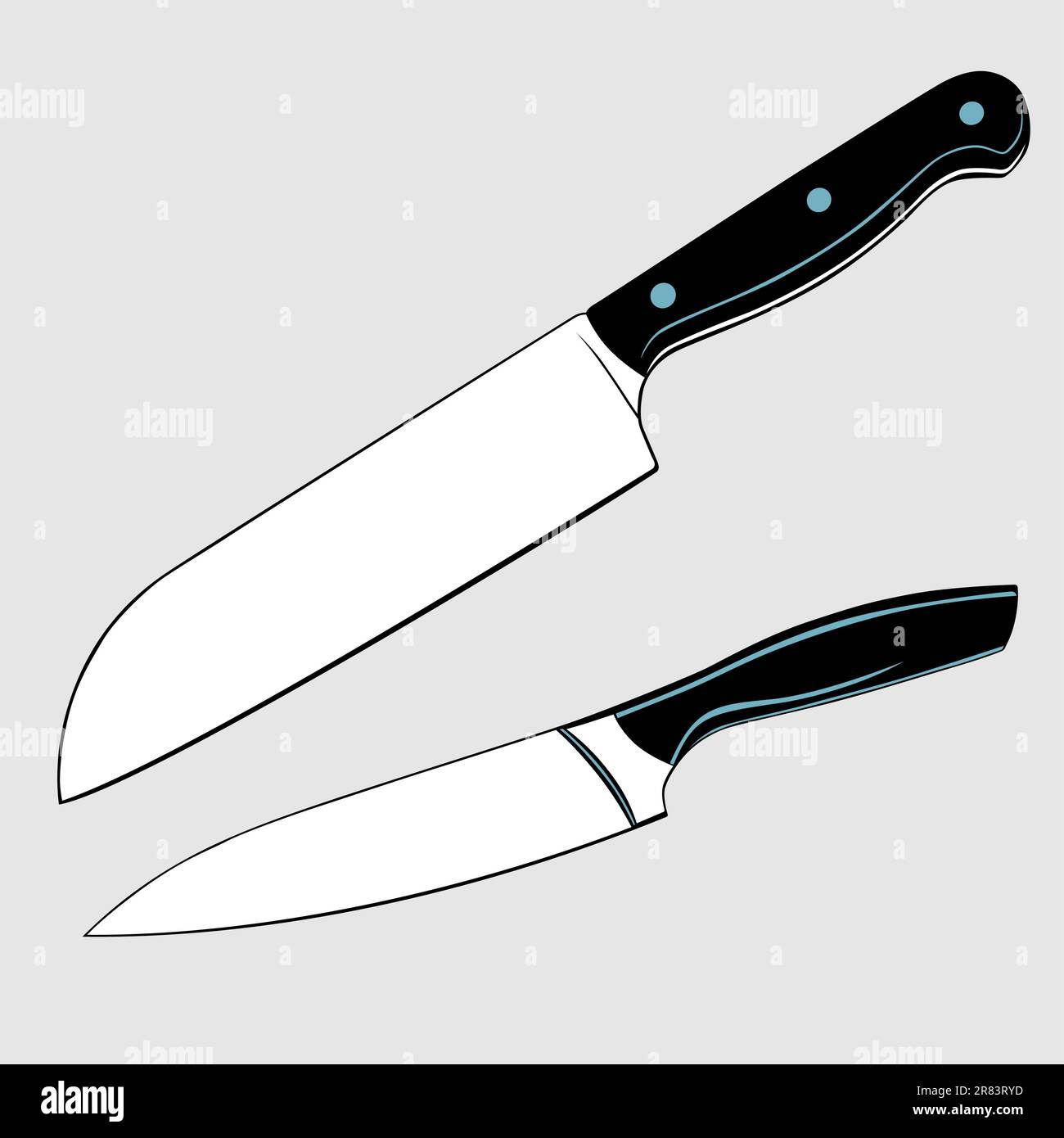 Two kitchen knives on light grey background Stock Vector Image & Art ...