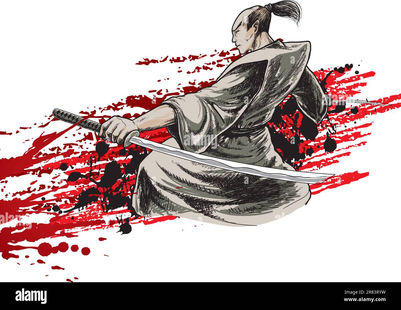japan vector warrior on grunge background Stock Vector Image & Art - Alamy