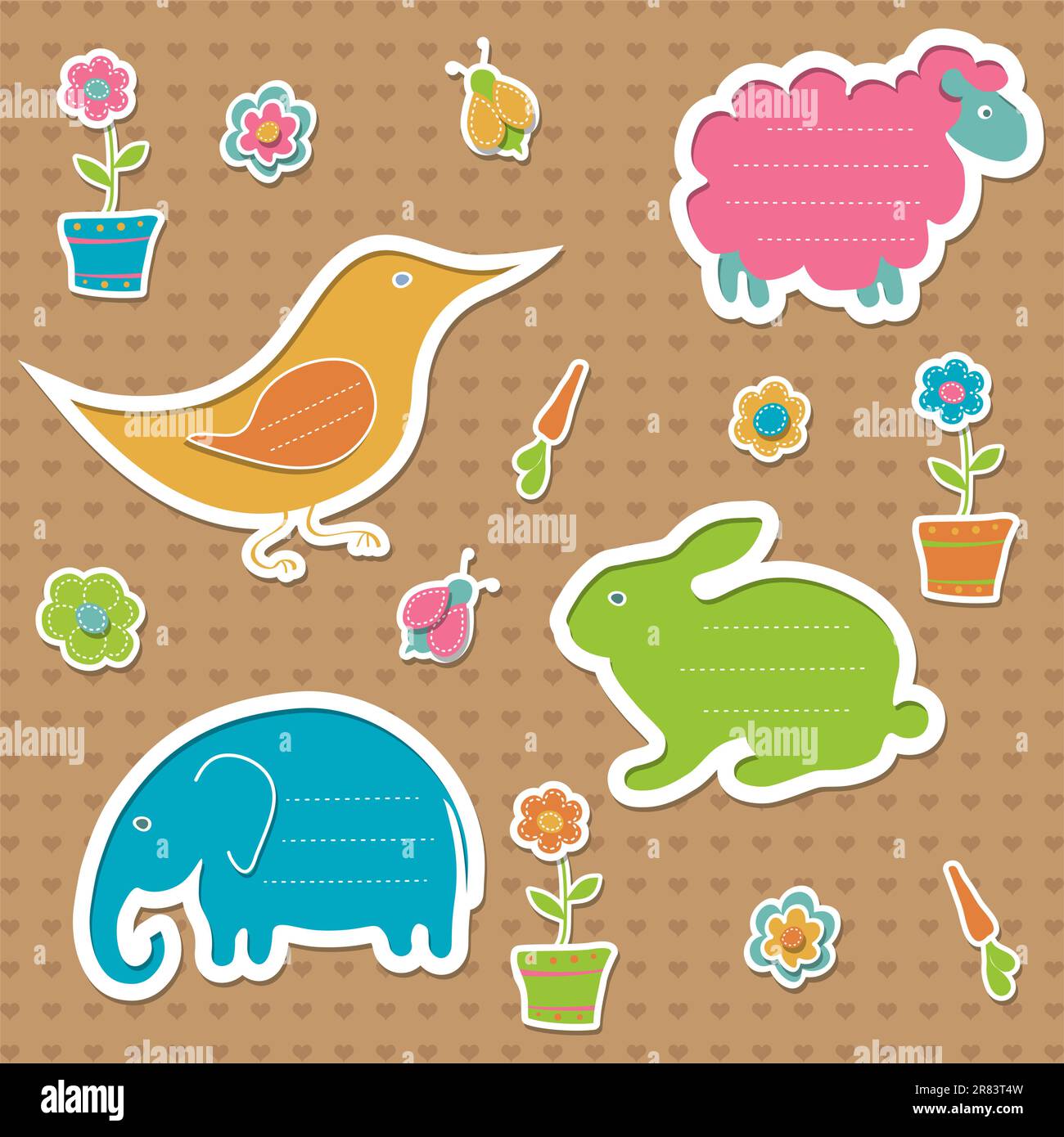 Collection of frames for text in the shape of rabbit, sheep, elephant ...