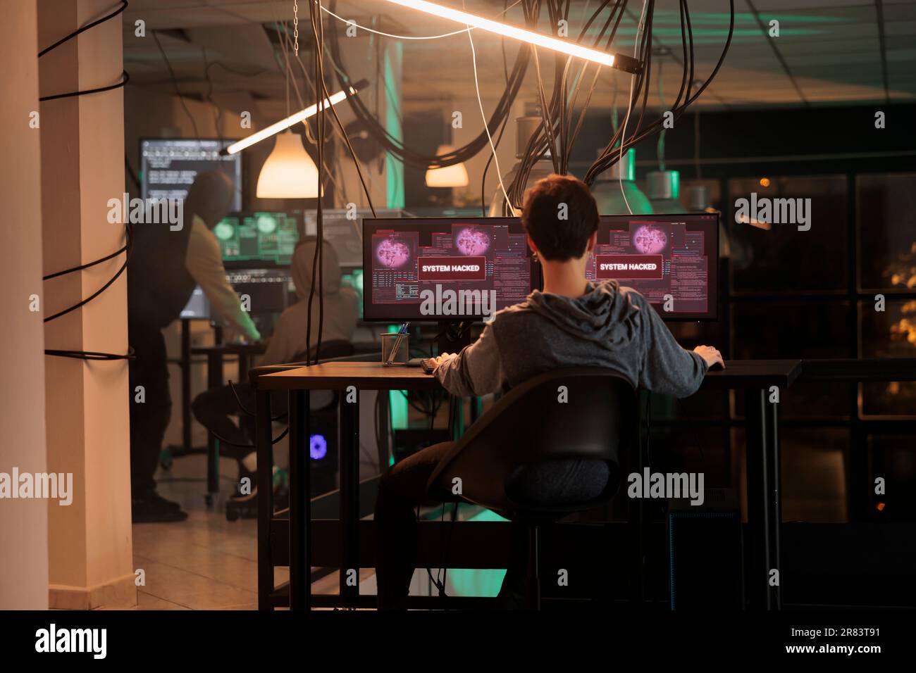 Hacker attacking woman cyber fraud hi-res stock photography and images - Alamy