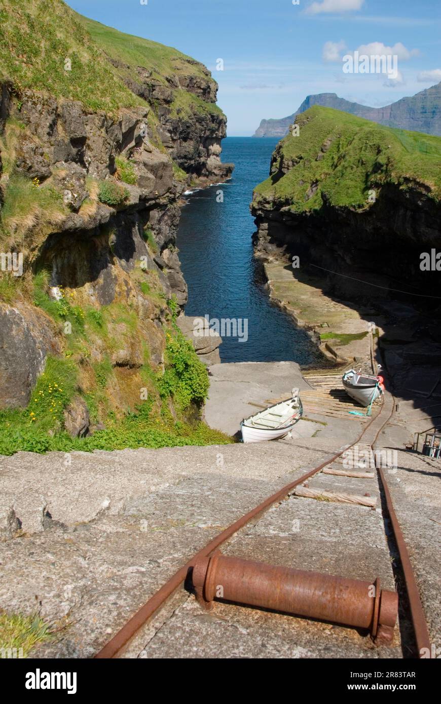 Jetty, Gjogv Gorge, Gjogv, Daladalur, Esturoy Island, Faroe Islands ...