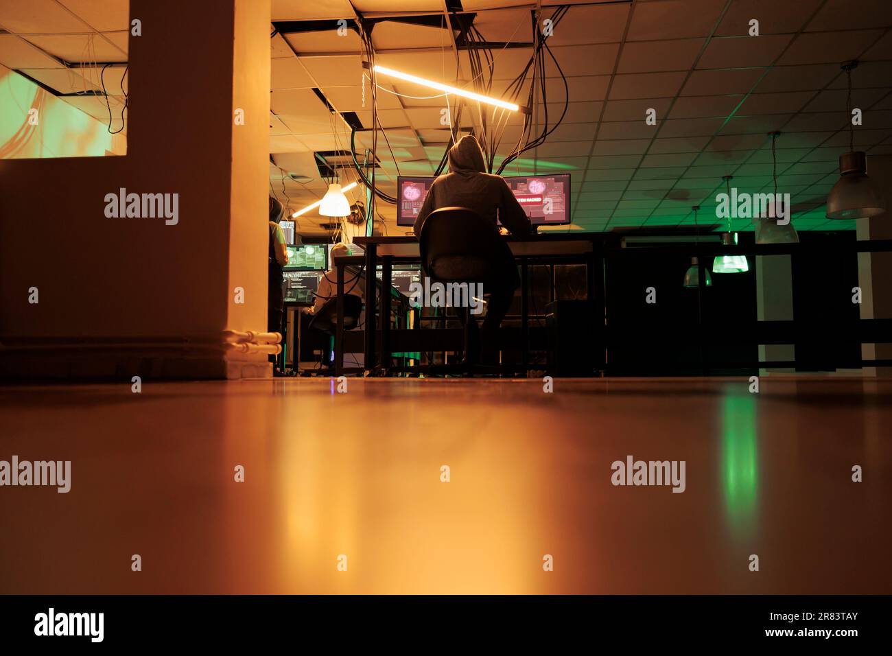 Hacker Attacking Computer System Wth Firewall Ecryption Planting Virus