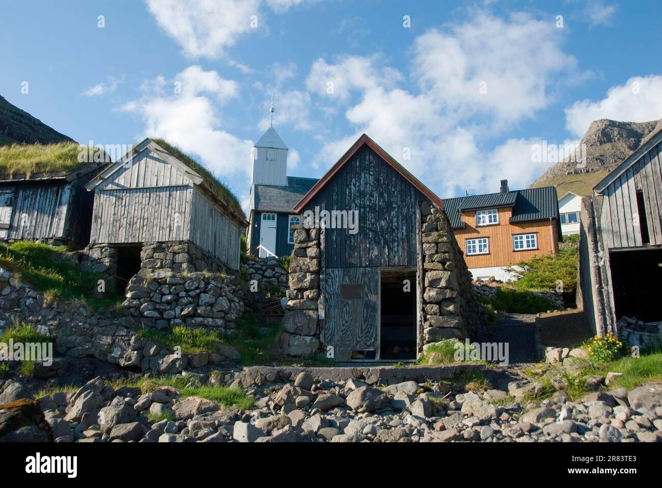 Boathouses, Bour, Vagar Island, Faroe Islands, Denmark, Faroe Islands ...