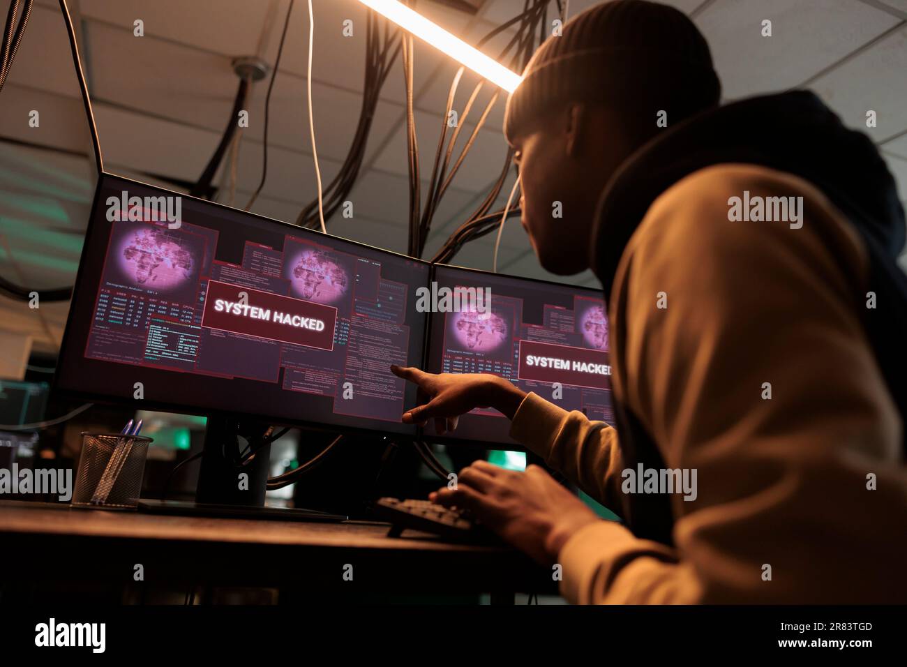 Cybercriminal Planting Compter Malware With Virus Working On Phishing