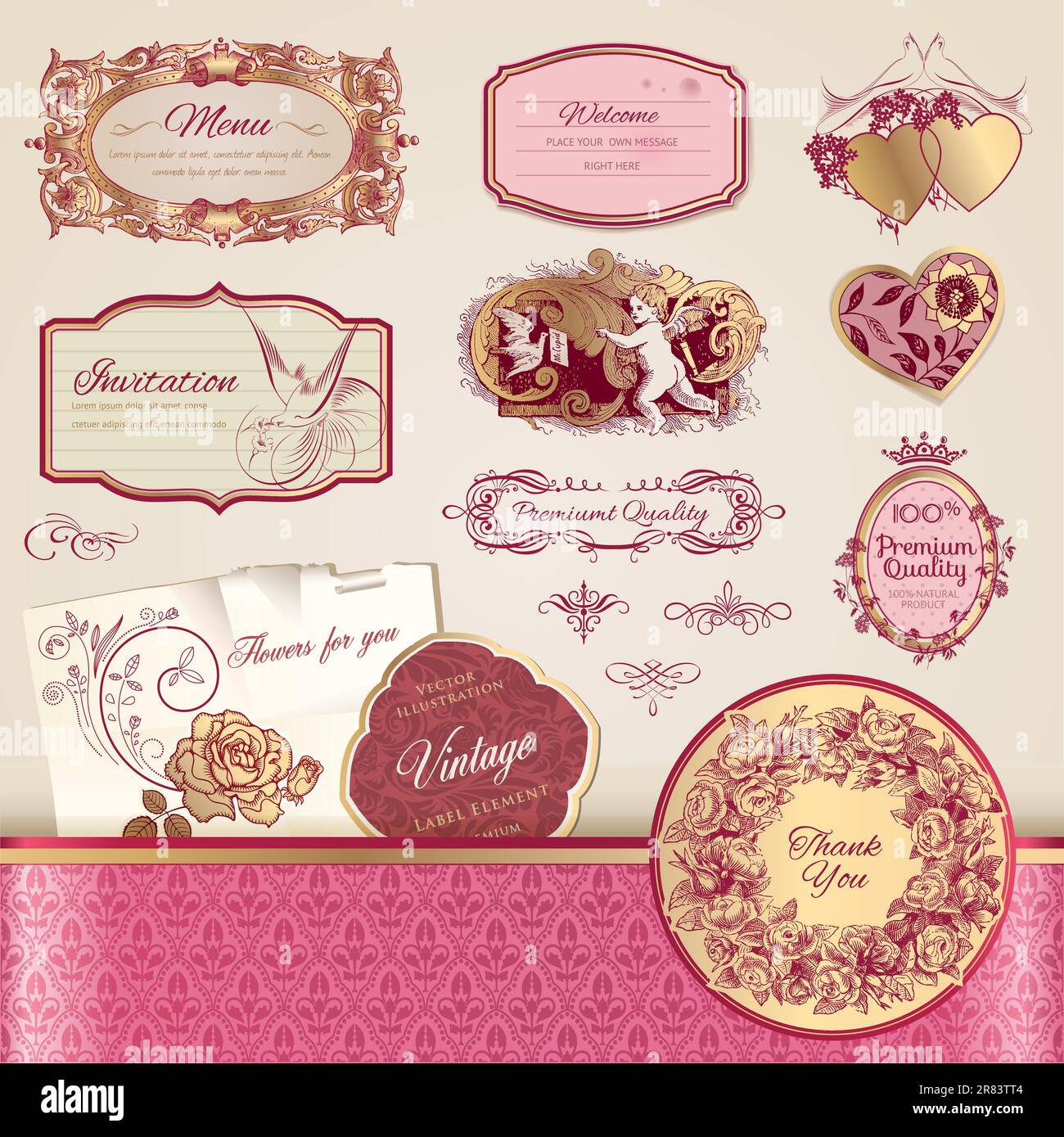 Set of vintage labes and elements for web and printed materials Stock ...