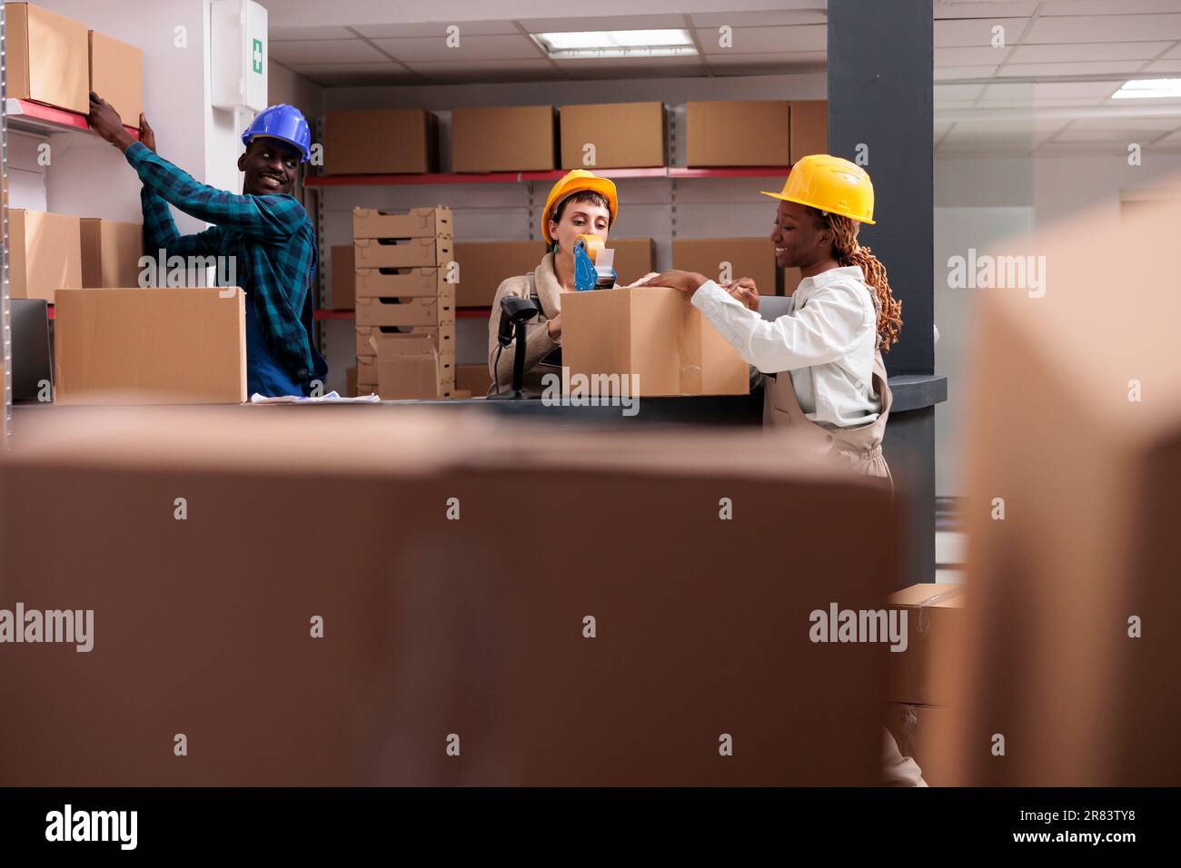 Shipping storage managers packing box with sticky tape for distribution ...