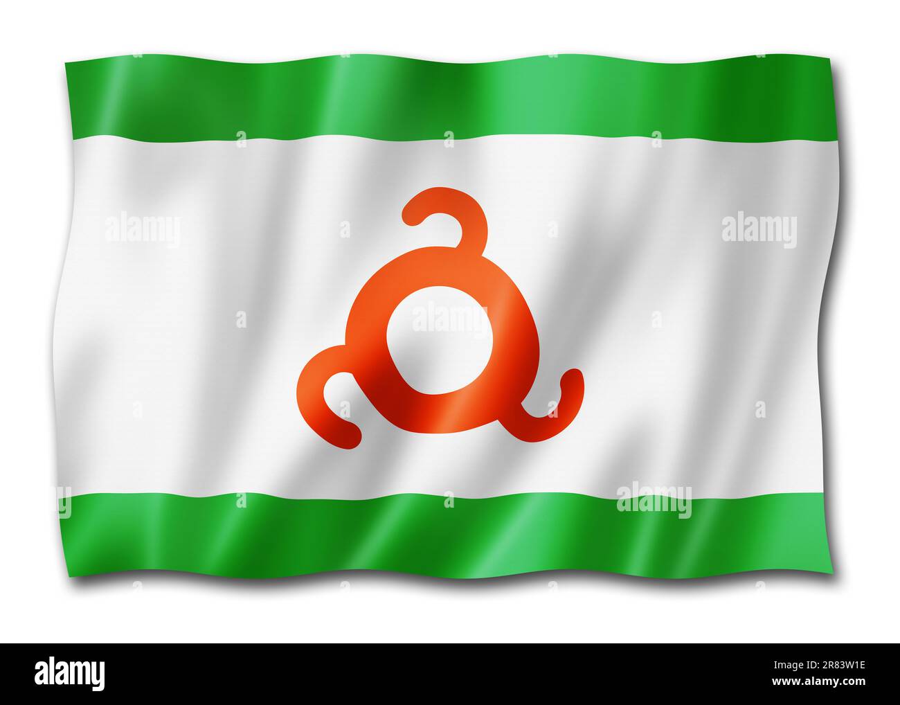 Ingushetia state - Republic - flag, Russia waving banner collection. 3D ...