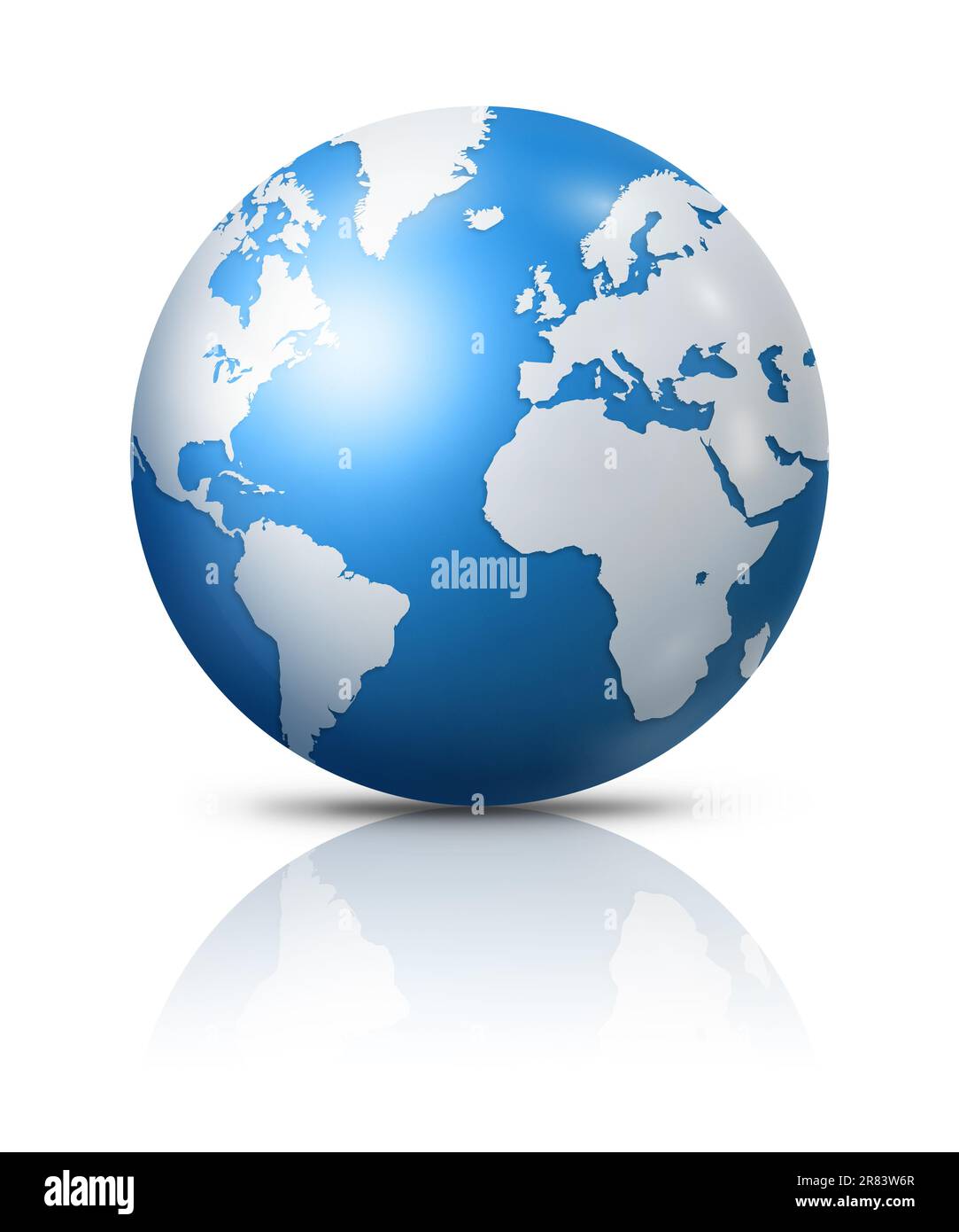 Blue earth globe isolated on white background. 3D illustration Stock ...