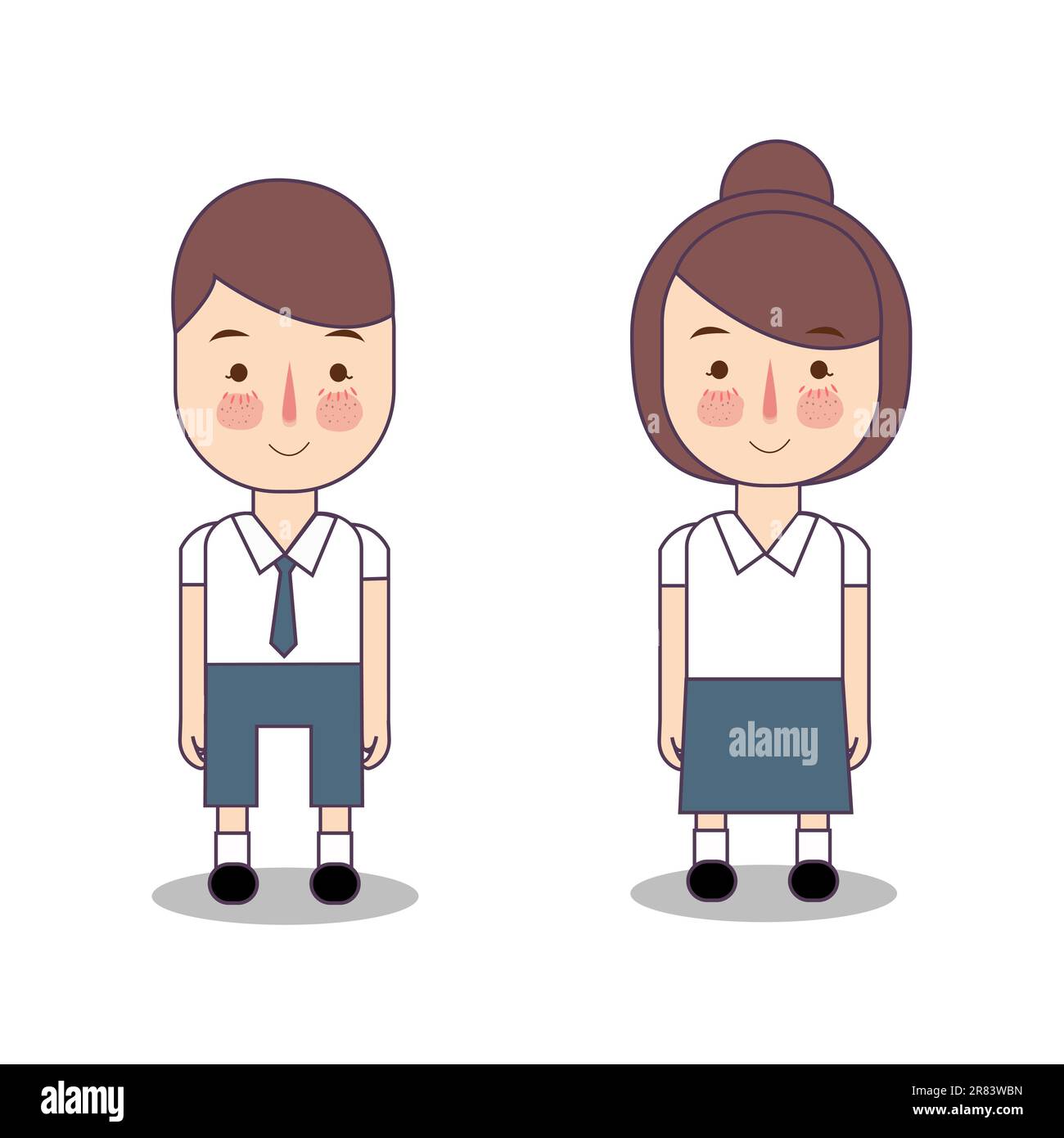 boy and girl cute character senior high school grey white indonesian ...