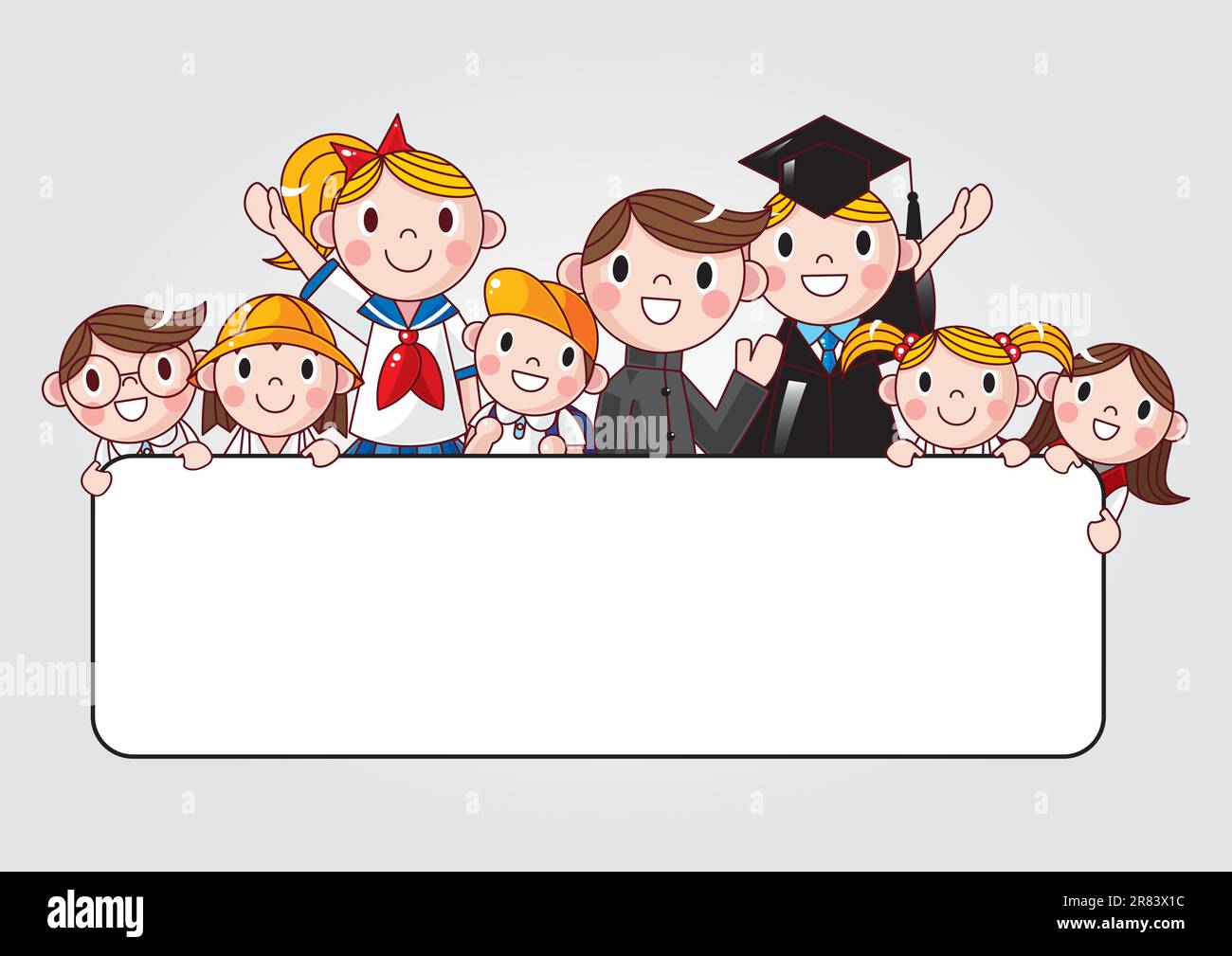 group of cheerful students holding a banner ad Stock Vector Image & Art ...
