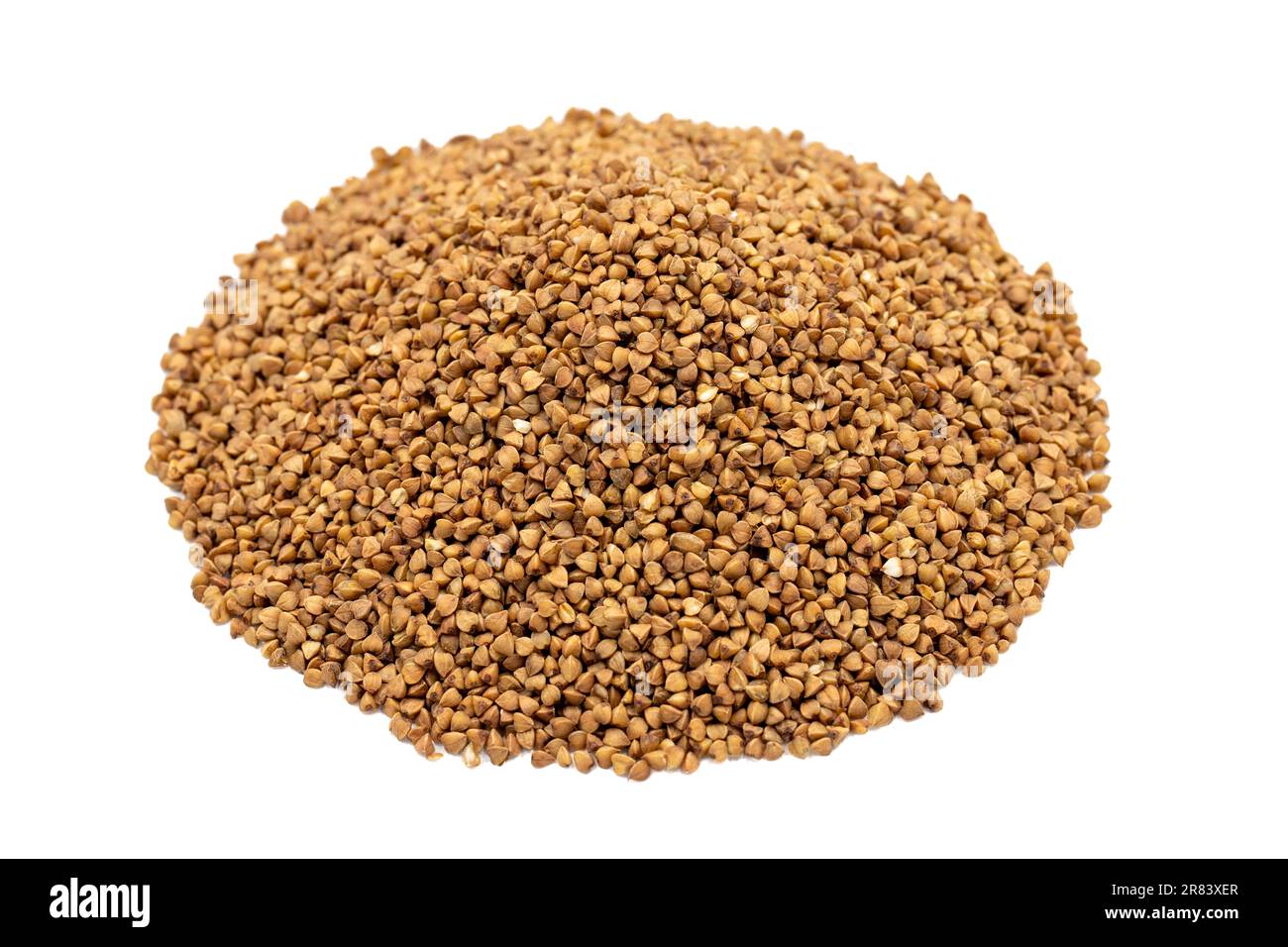 Buckwheat isolated on white background. Pile of buckwheat grains. close ...