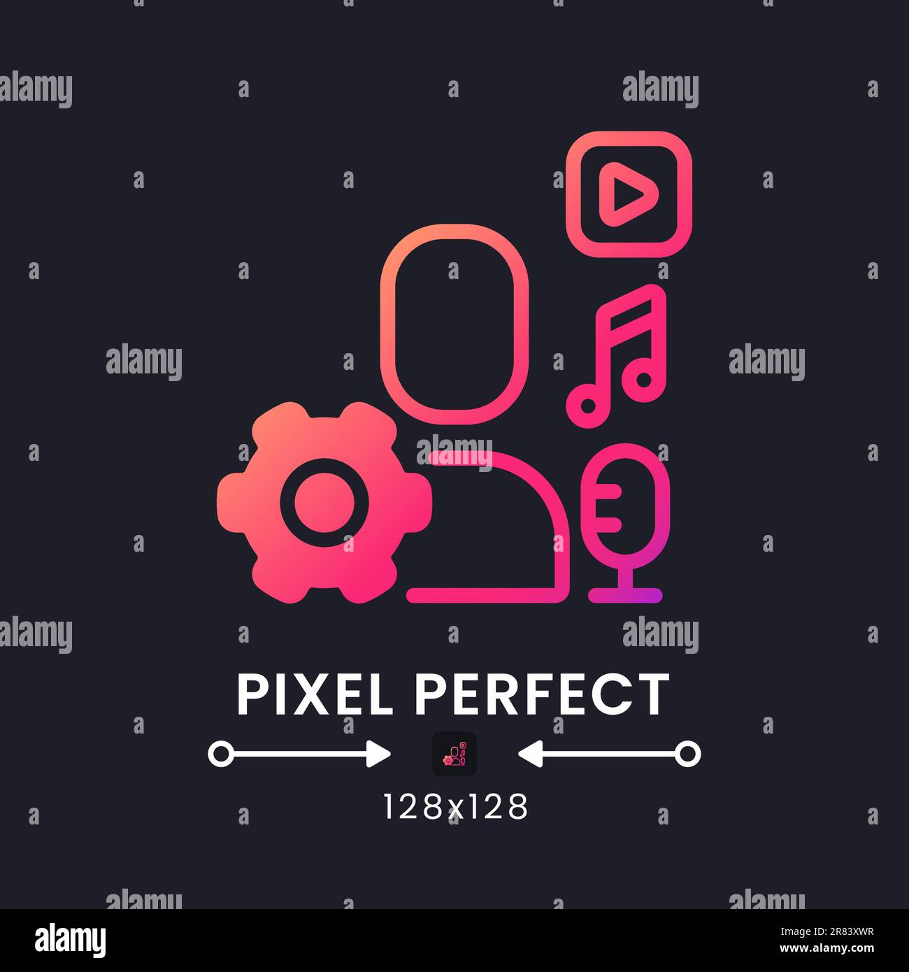 User-generated content pink solid gradient desktop icon on black Stock ...