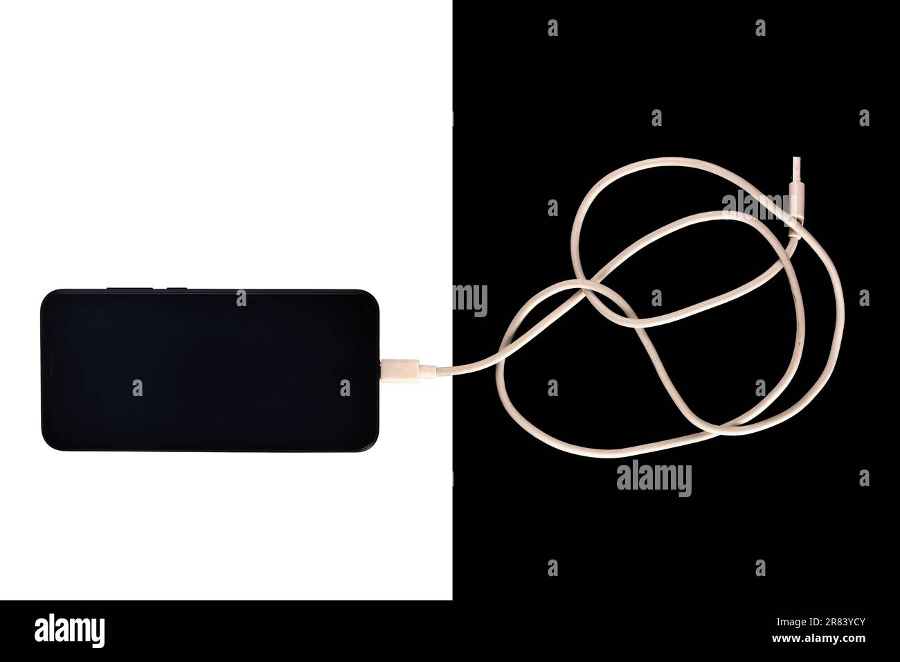 usb cables micro, white isolated, the smartphone is black Stock Photo ...