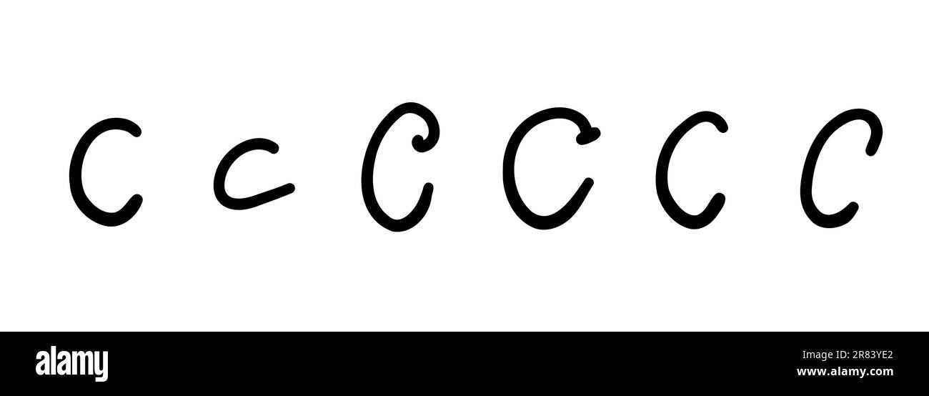 Scribble handwritten black english latin C alphabet letter symbol ...