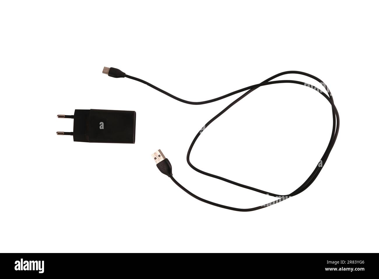 usb cables type c isolated black on white Stock Photo - Alamy